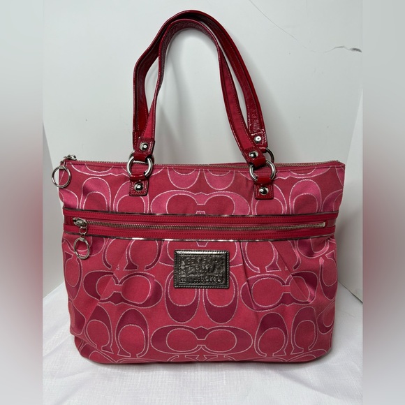 Coach | Bags | Coach Poppy 789 Ruby Red Lurex Outline Glam Tote ...